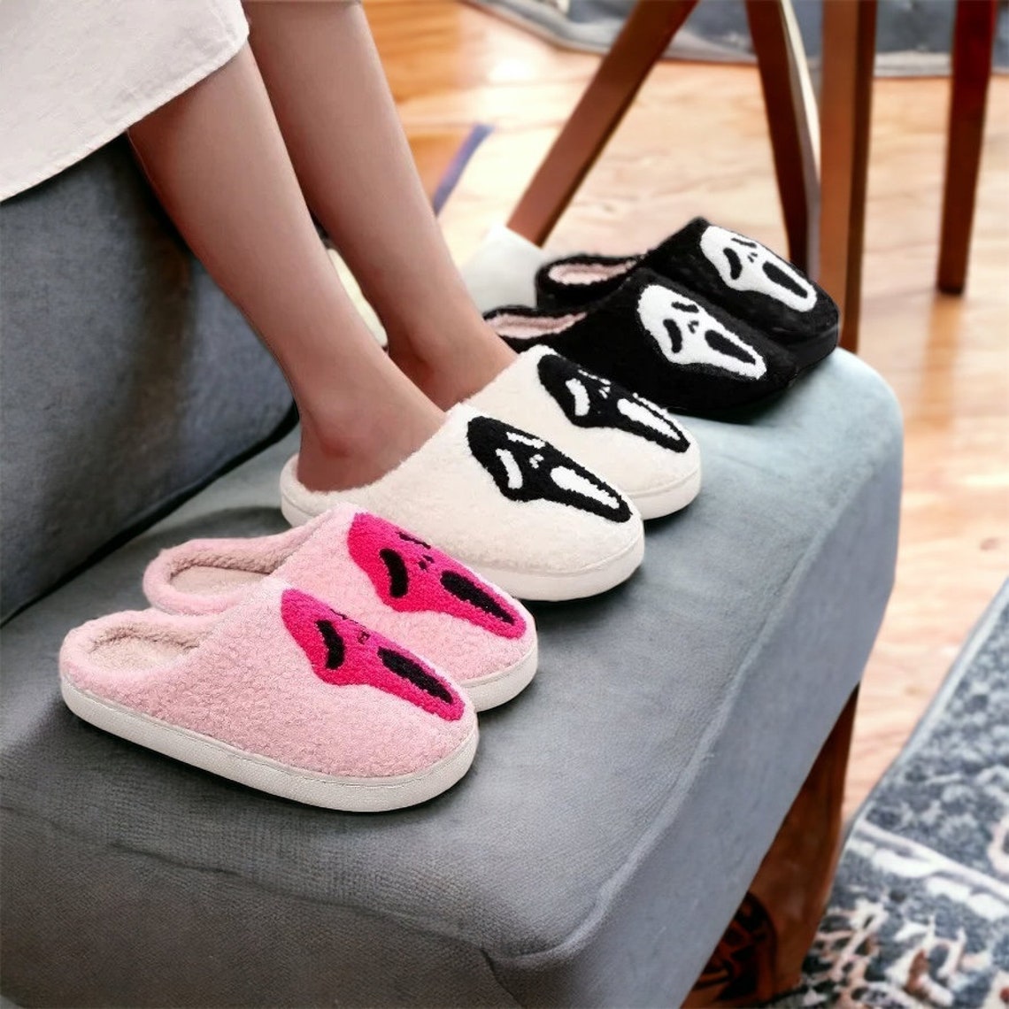 Ghost Slippers丨fluffy Cosy Cute Slippers丨halloween Gifts丨black Slippers ...