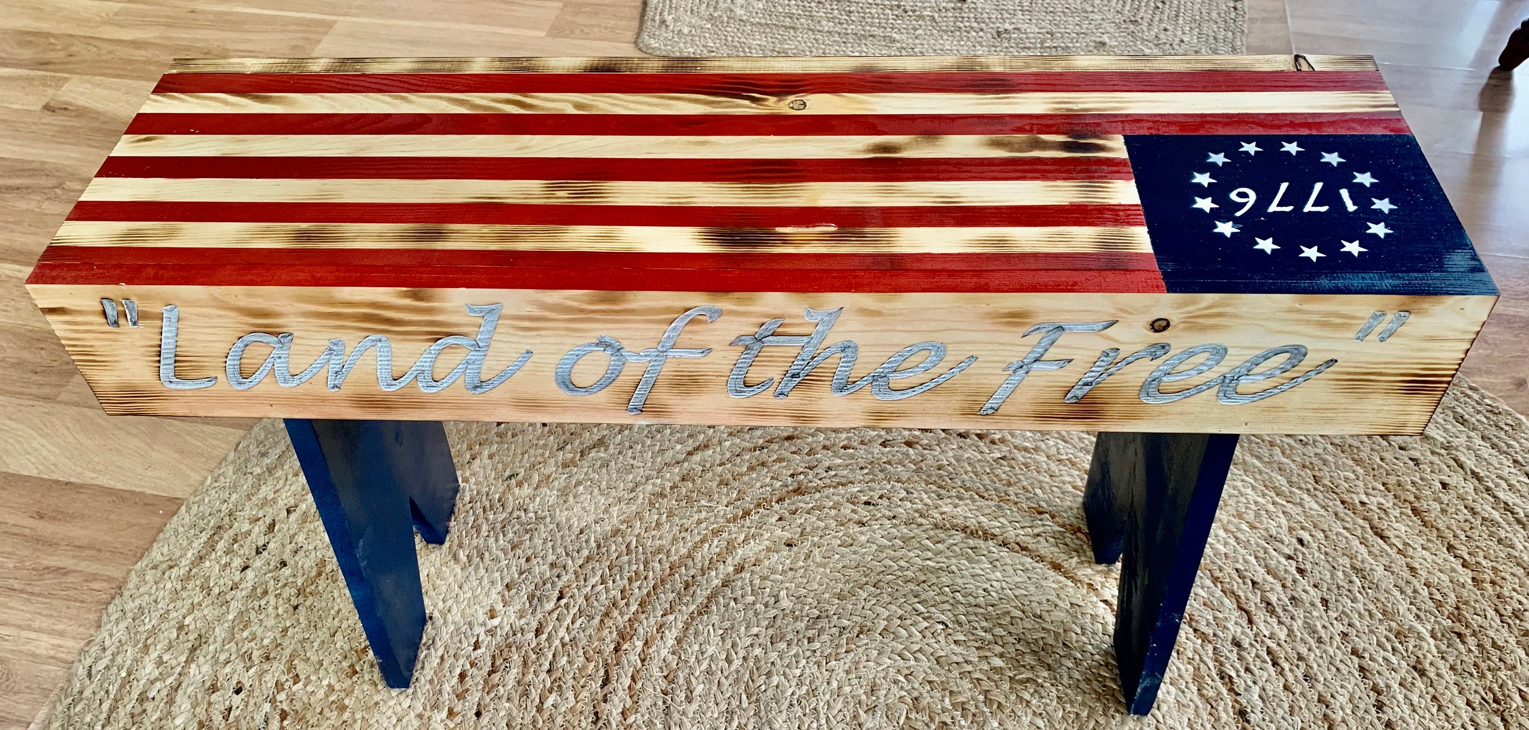 Patriotic Pine Wood Stool - Etsy