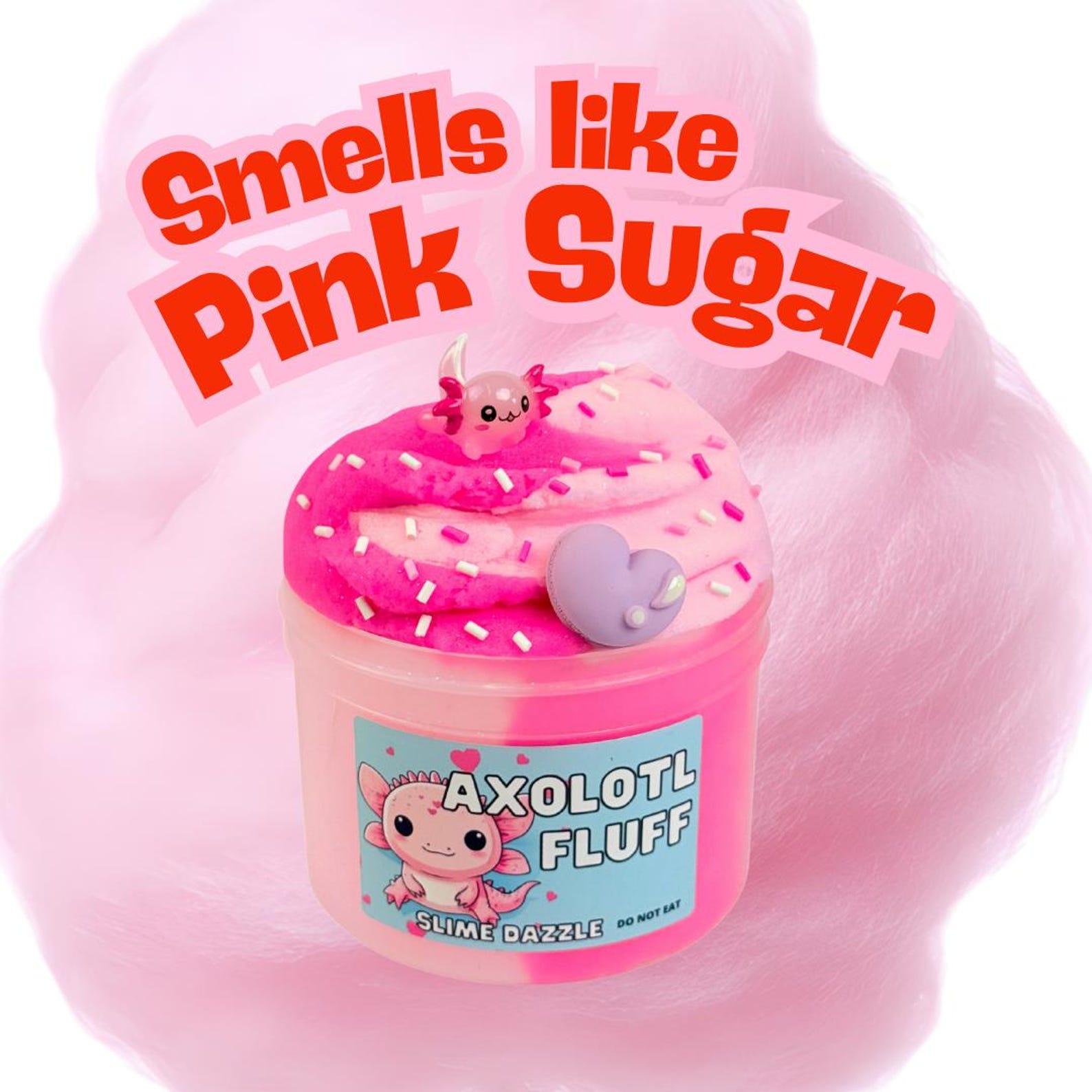 Axolotl Cloud Slime: Raspberry Sugar Scented, Axolotl Sprinkles - Etsy