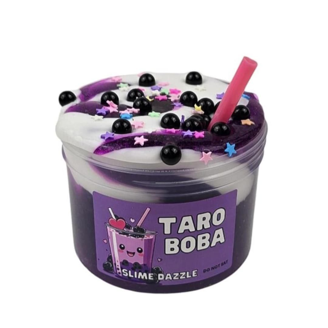Taro Boba Slime DIY Set Purple Clear Slime White Thick Glossy Slime Duo (10oz Total) – Berry ...