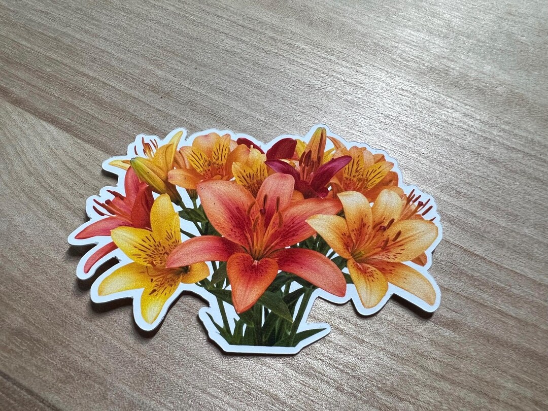 Tigerlily Flower Sticker: Multicolored Floral Decal - Etsy