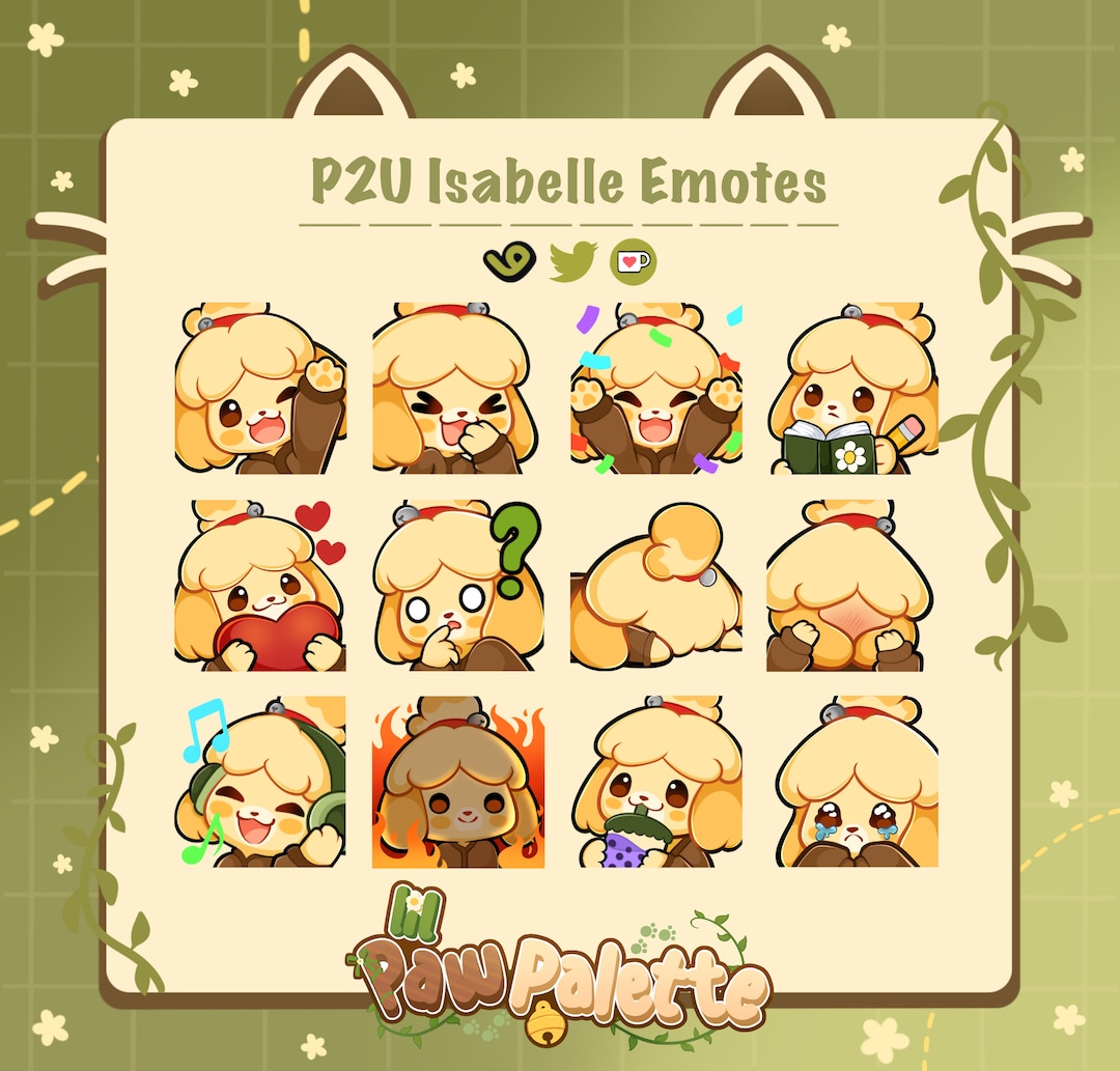 P2U Isabelle Emotes | Animal Crossing | Twitch & Discord Emotes - Etsy