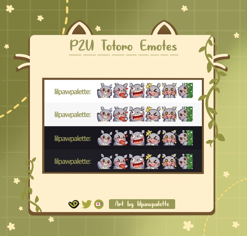P2U Totoro Emotes Studio Ghibli Twitch & Discord Emotes - Etsy