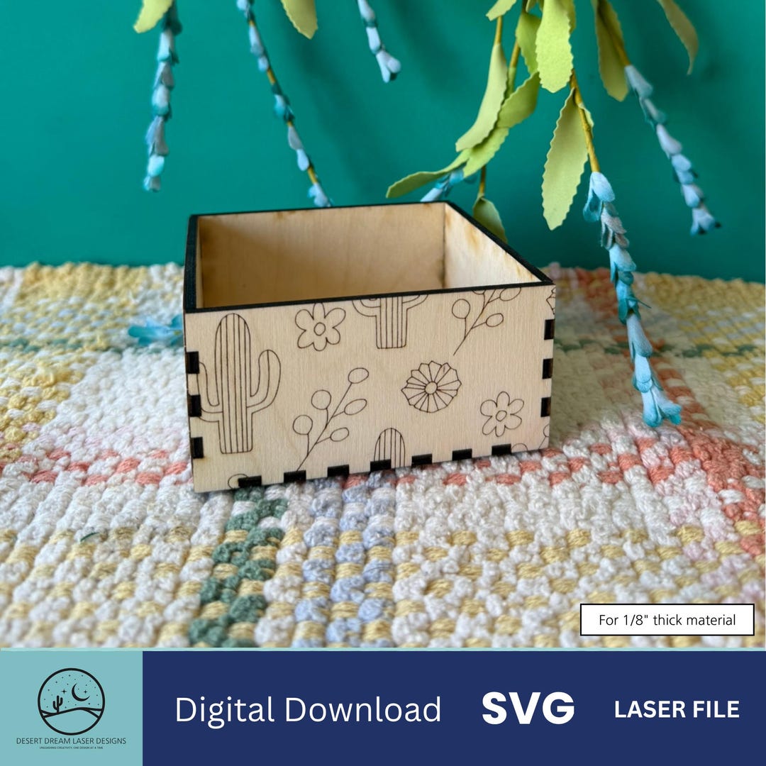 Desert Pattern Box Organizer SVG | Laser Cut File, 1/8" Wood (digital ...