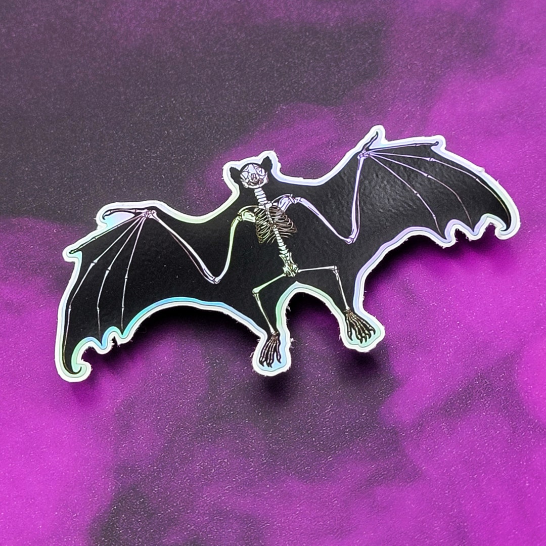 Bat Skeleton Holographic Sticker - Etsy