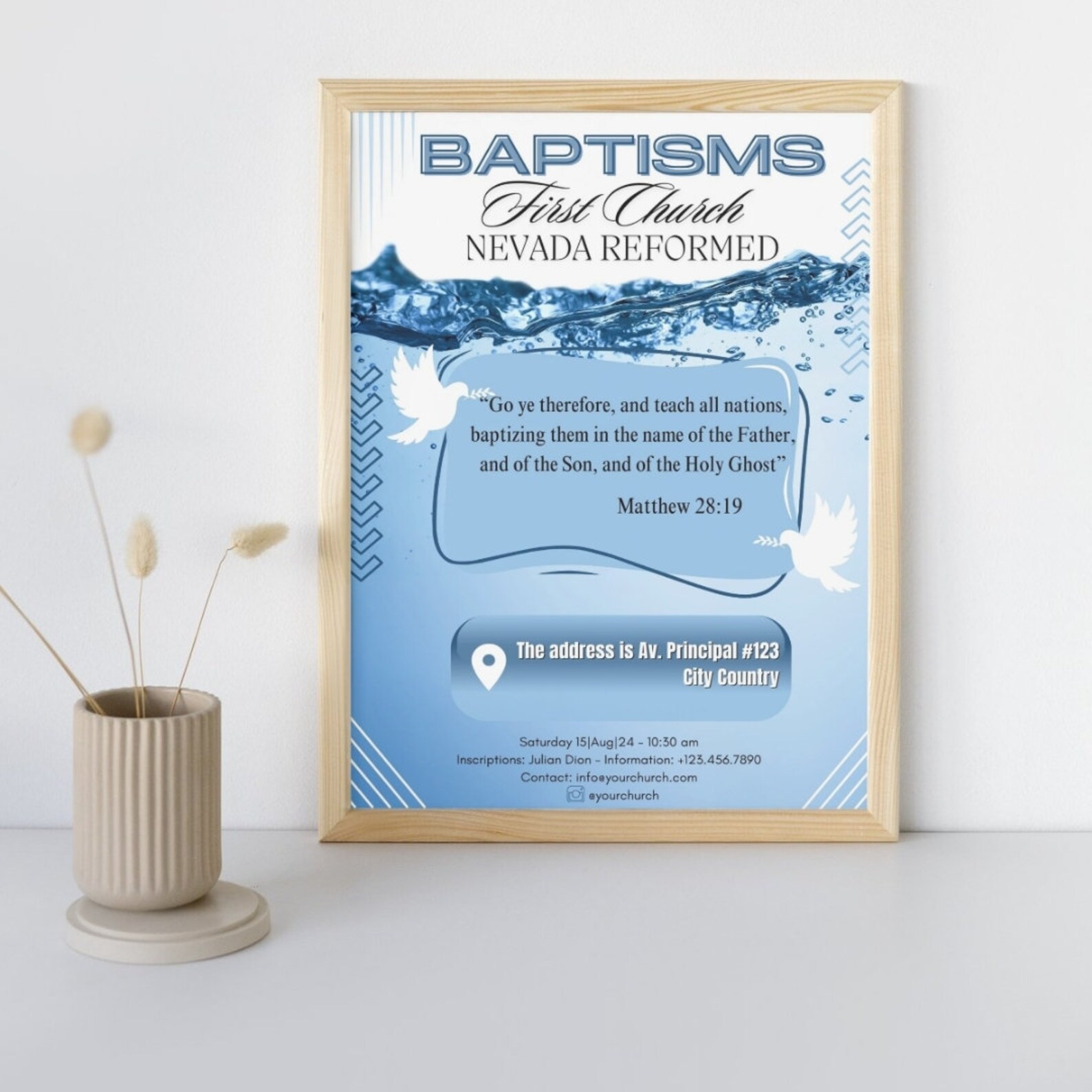 Baptism Flyer for Church. Poster for Church. Printable Baptisms Flyer ...