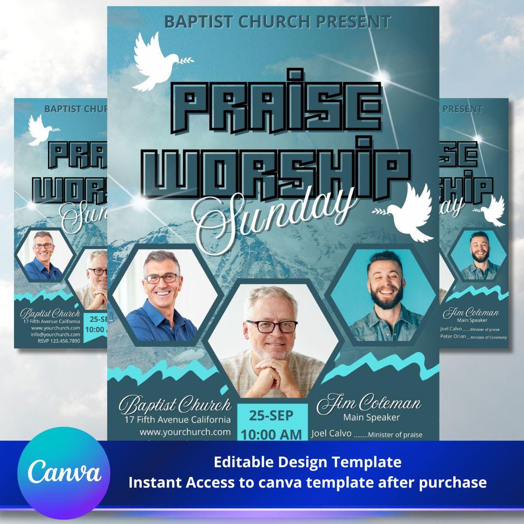 Flyer for Praise Worship at CANVA | Editable and Printable Template ...