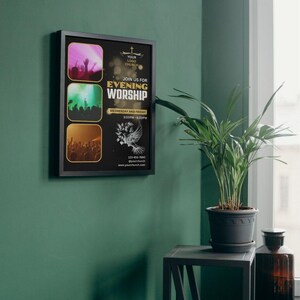 Flyer for Evening Worship at CANVA | Editable and Printable Template ...