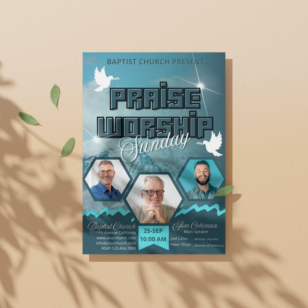 Flyer for Praise Worship at CANVA | Editable and Printable Template ...