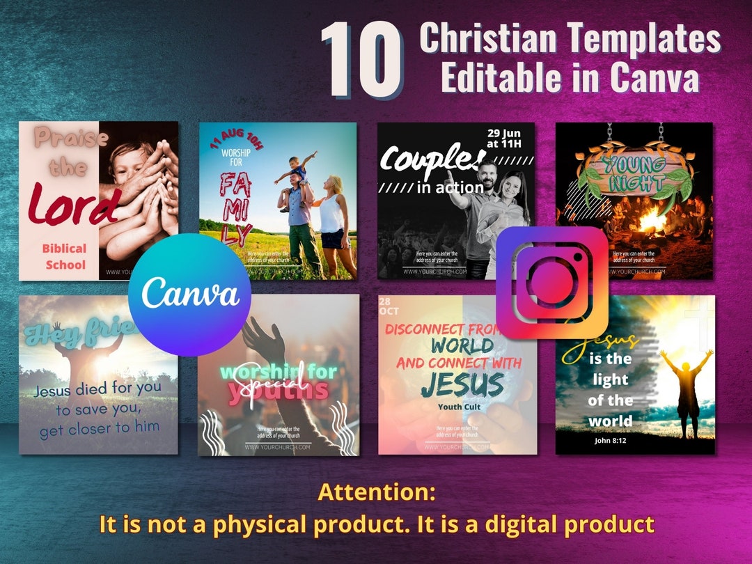 10 Christian Instagram Templates / Bible Verse Templates, Worship ...