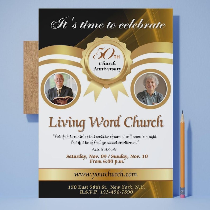 Church Anniversary Flyer Template: Editable Canva Design (instant ...