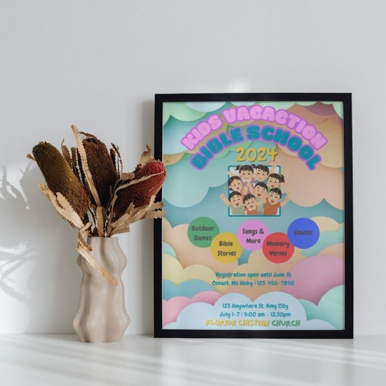 Vacation Bible School Flyer Poster / VBS Flyers / Editable Church Flyer ...