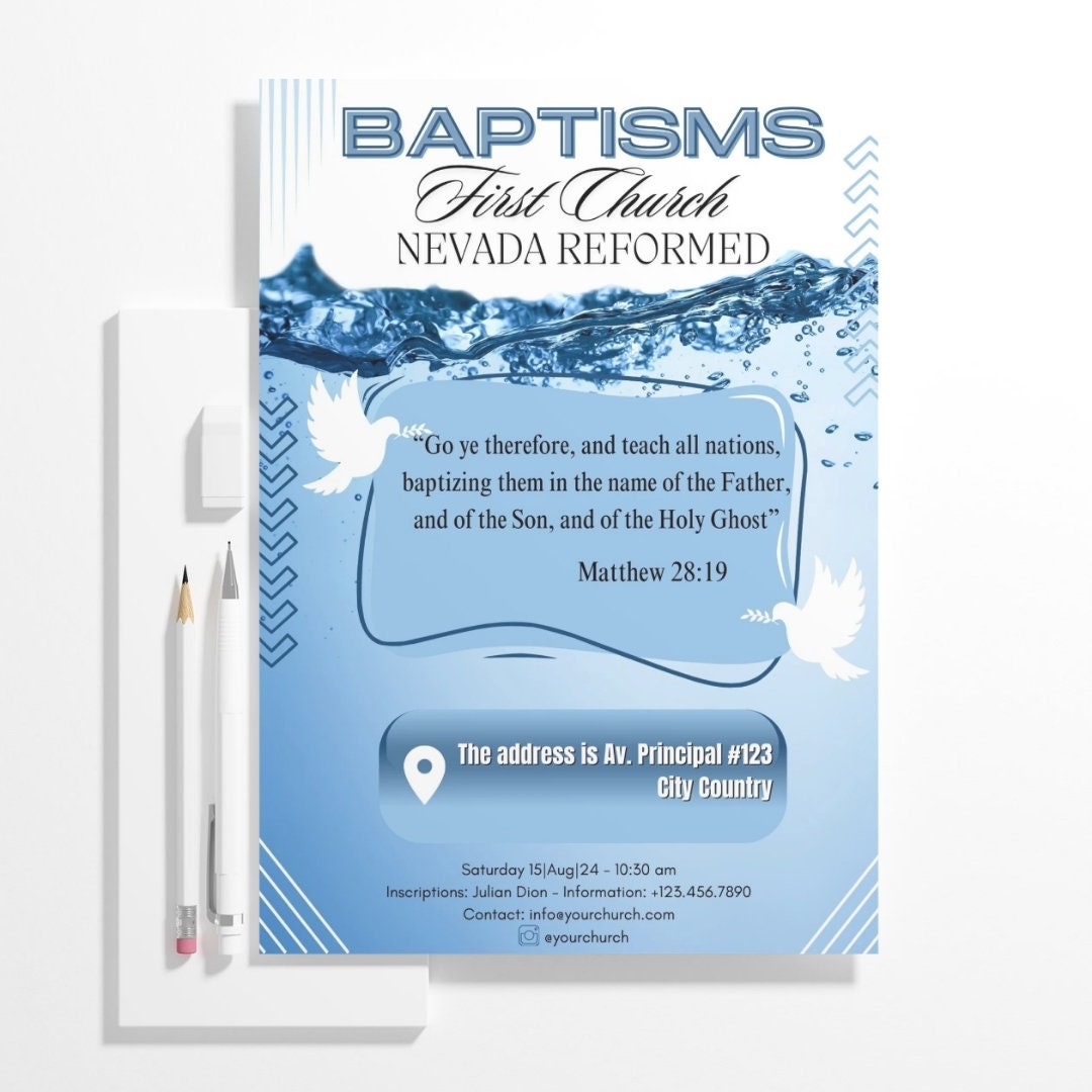 Baptism Flyer for Church. Poster for Church. Printable Baptisms Flyer ...
