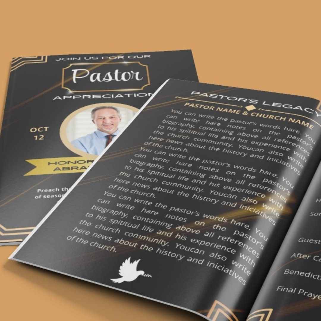 Pastor Appreciation Program Template: Editable Church Bulletin (canva ...