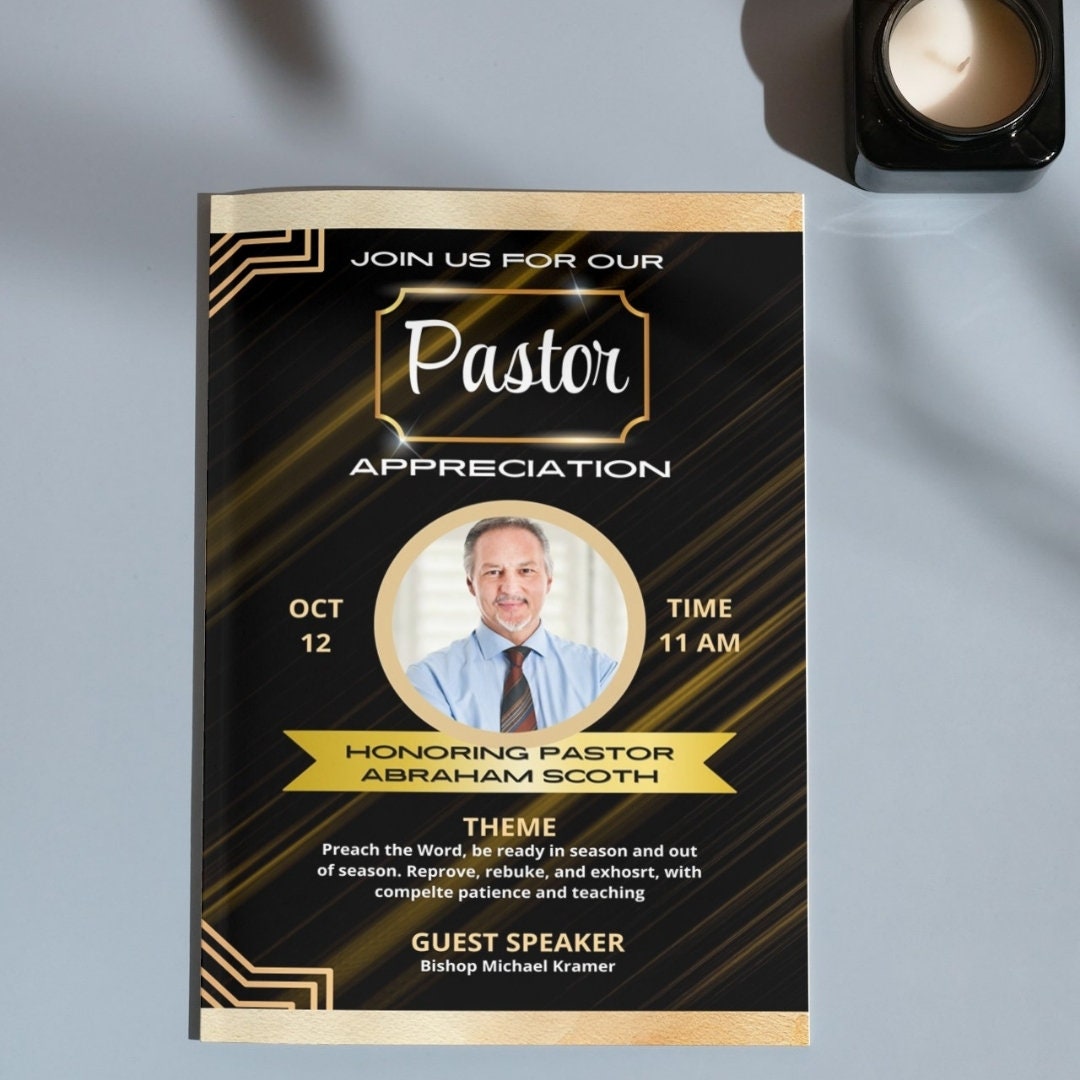 Pastor Appreciation Program Template, Editable Pastor Installation ...