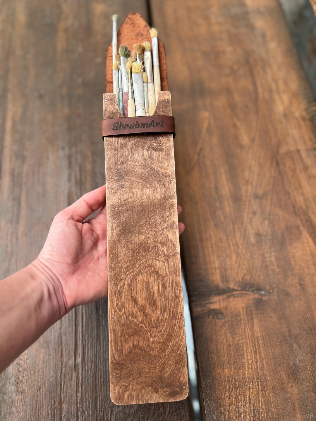 Wooden Brush Case for Artists ,personalized Gift for Plein Air Artist ...
