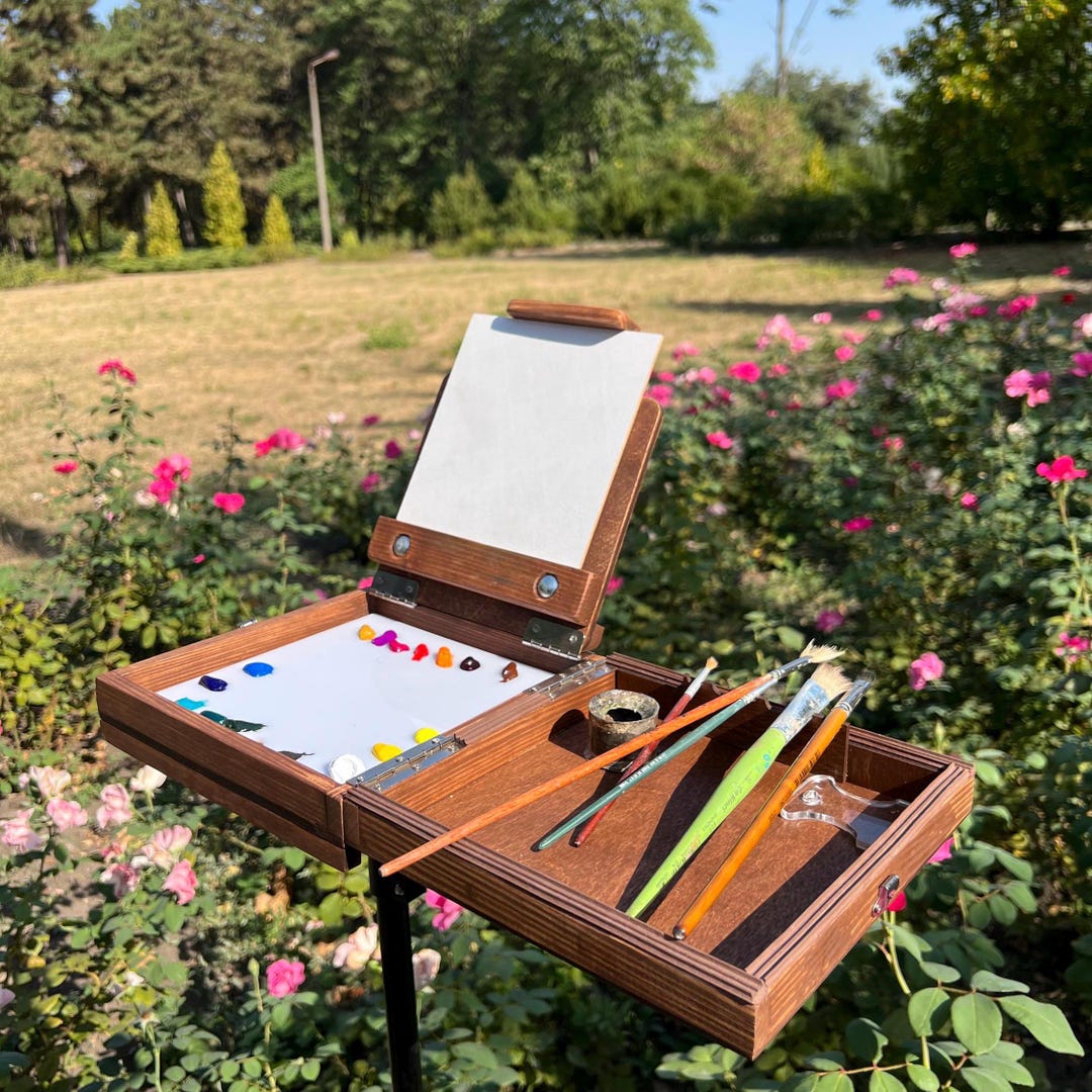 Portable 8x8” Pochade Box With Tripod Mount -lightweight Wooden Plein ...