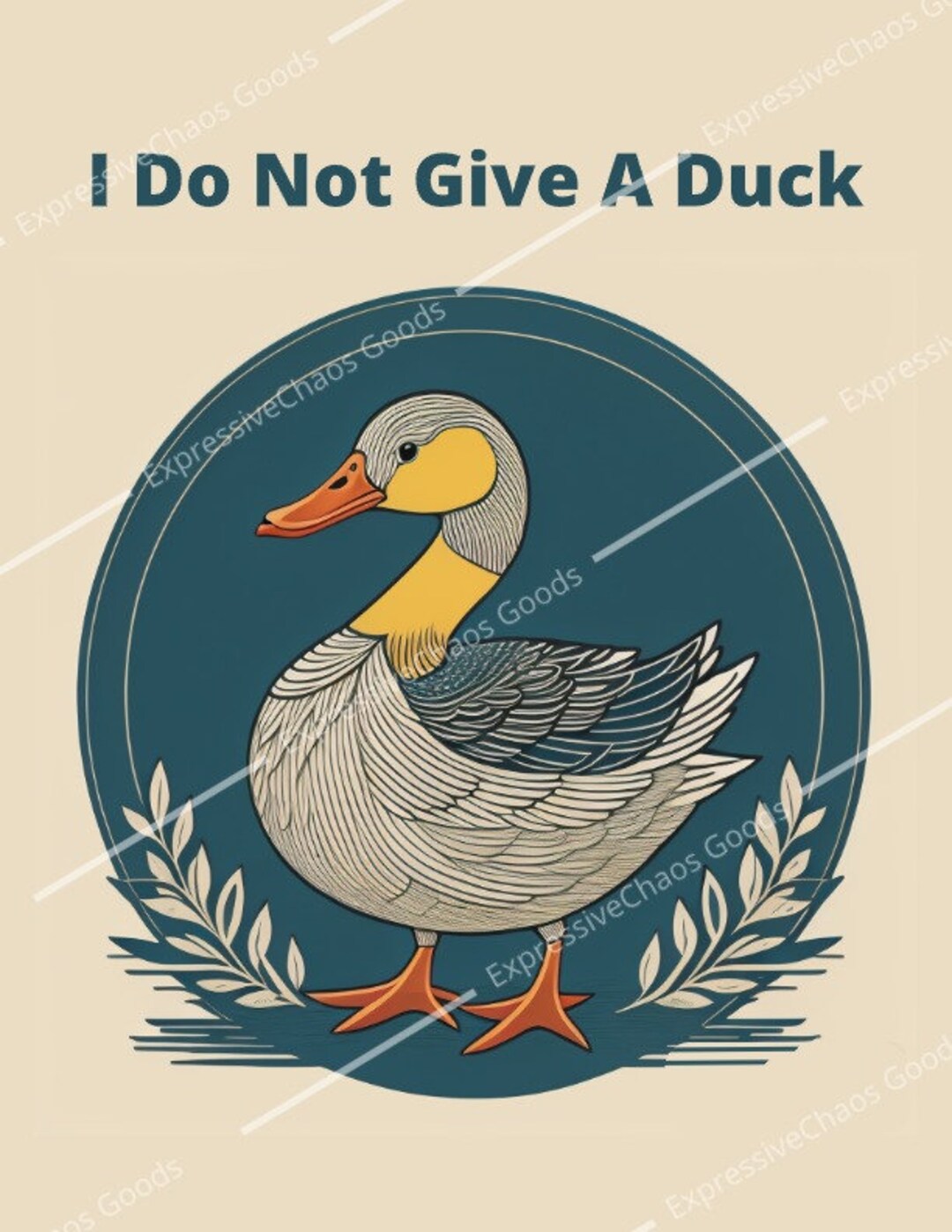 I Do Not Give a Duck, Funny Saying, Folk Art Style Duck, Grumpy Duck ...