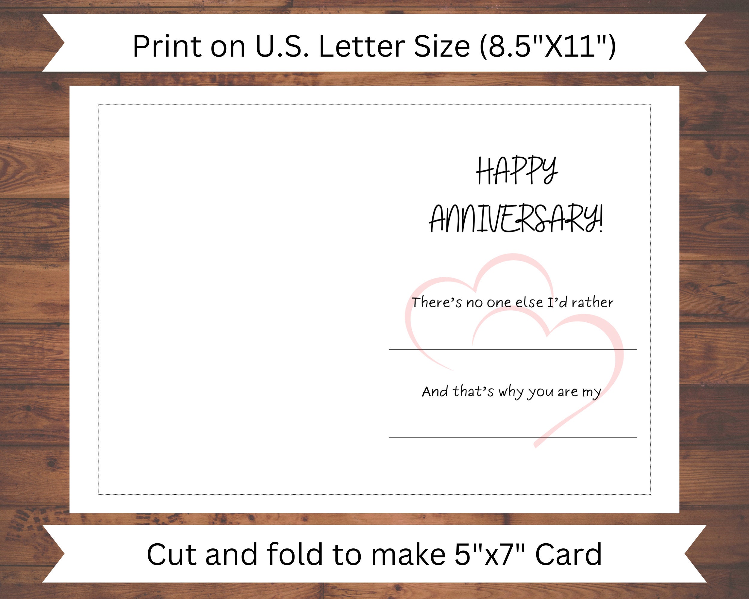 Printable Fill-in-the-blank Anniversary Card With Hearts (digital ...