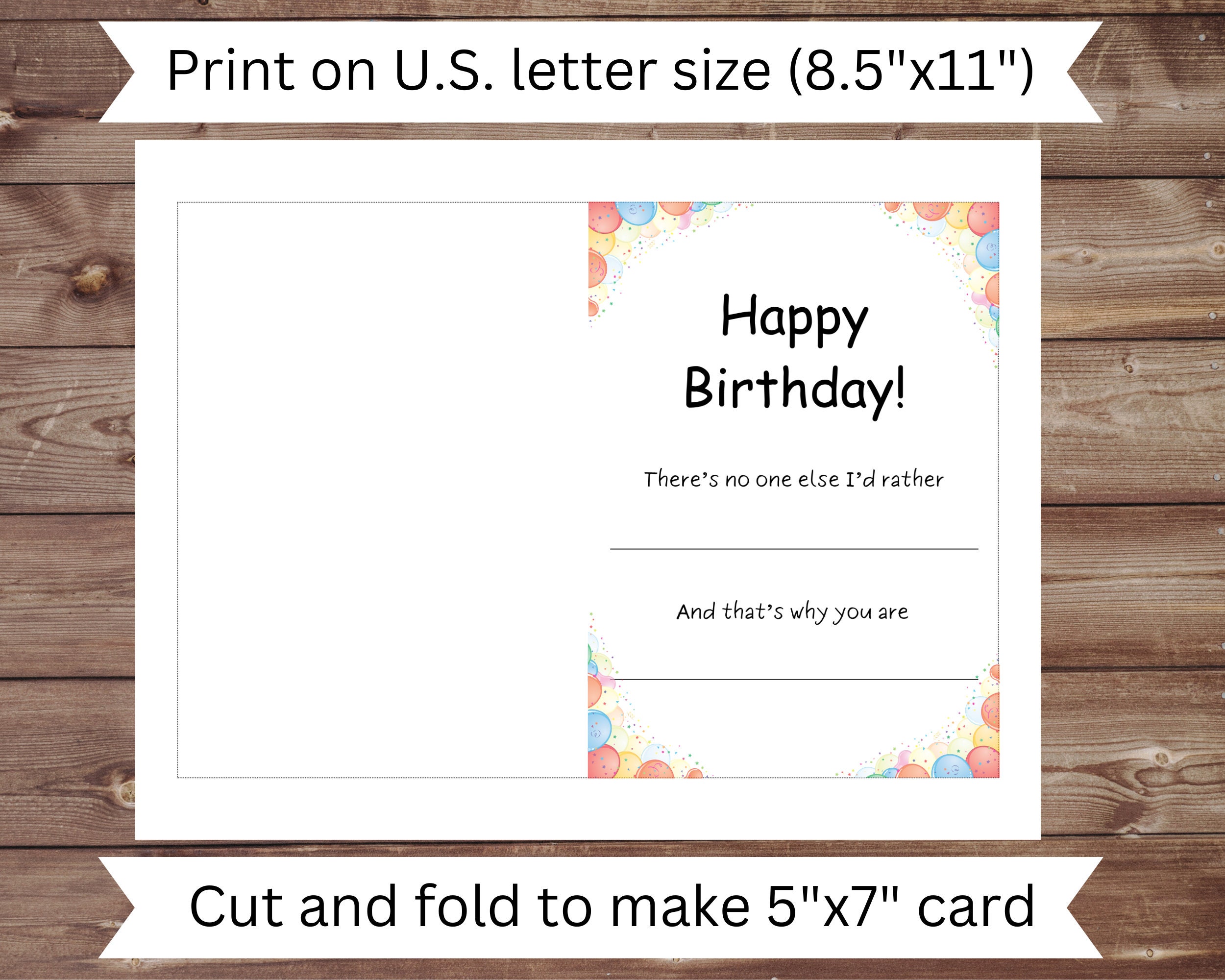 Printable Fill-in-the-blank Birthday Card (PDF) - Etsy