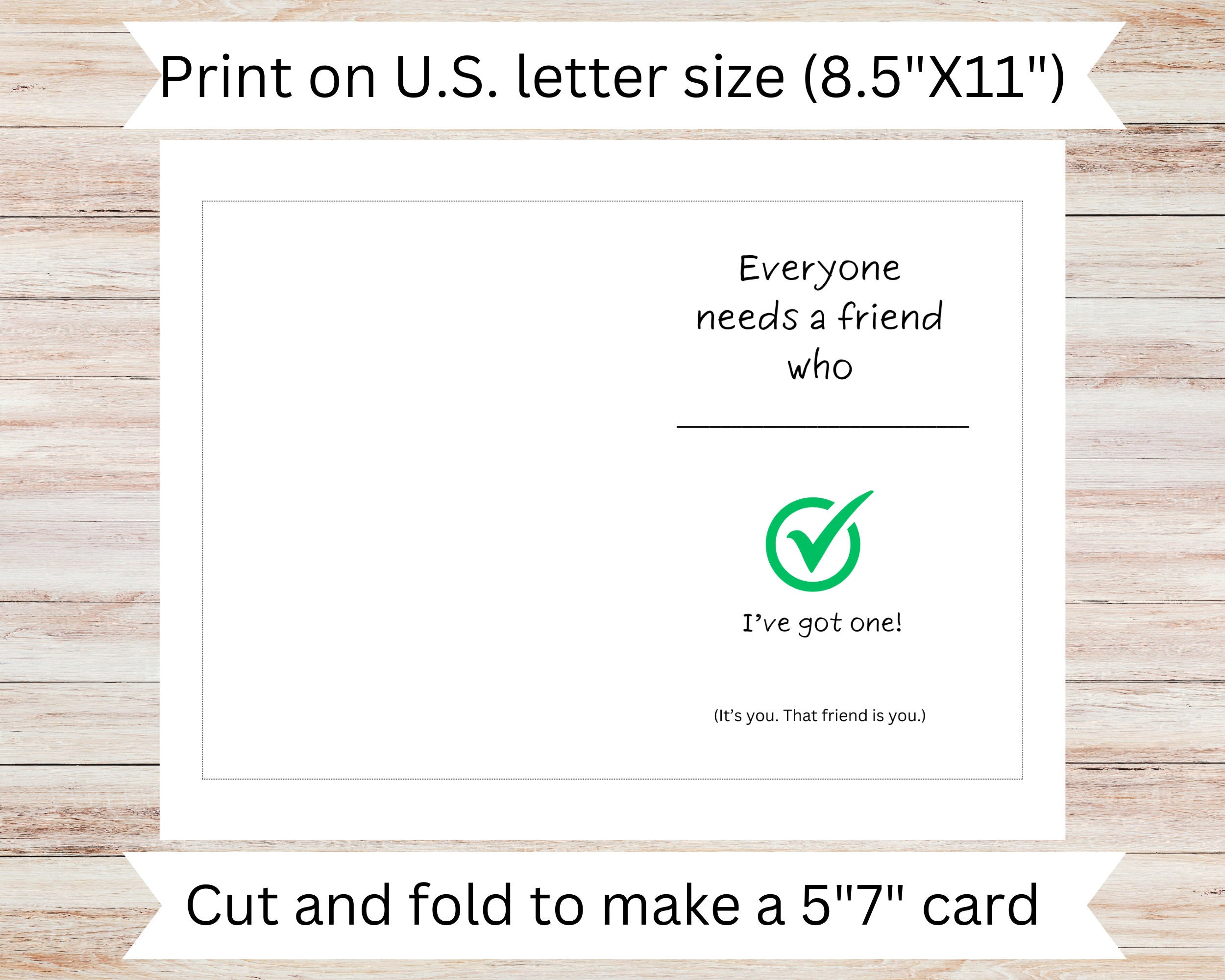 Printable Fill-in-the-blank Friendship Greeting Card, Digital Card ...
