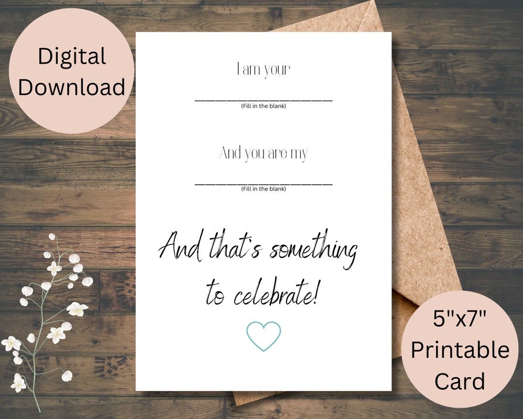 Printable Fill-in-the-blank Anniversary Card - Etsy