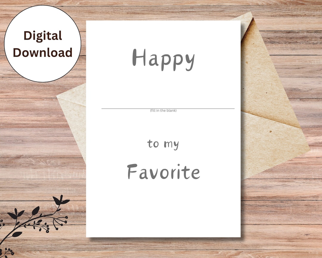 Printable Fill-in-the-blank Card, Instant Download, Digital Greeting ...