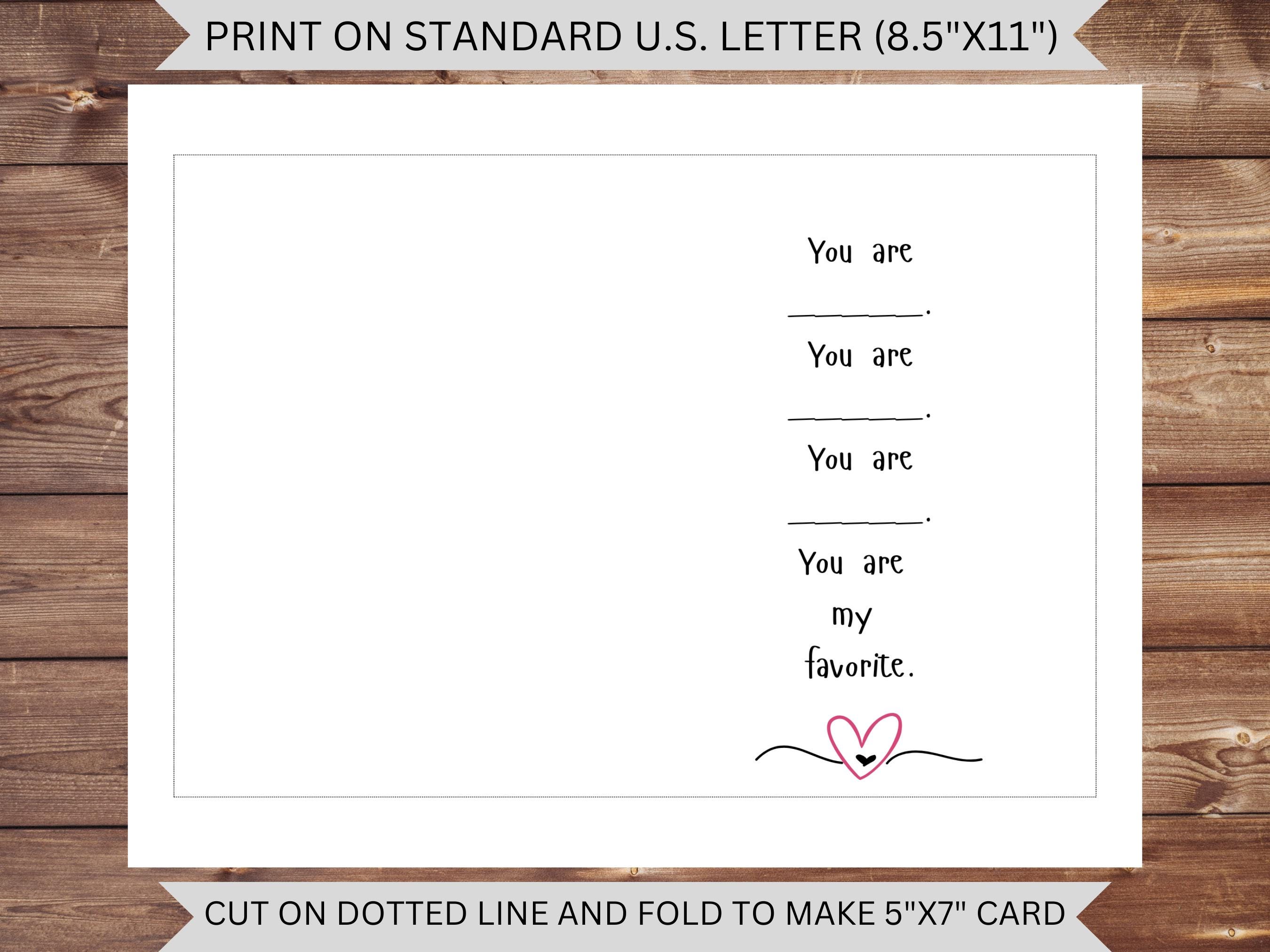 Printable Fill-in-the-blank Greeting Card: You Are My Favorite (PDF) - Etsy
