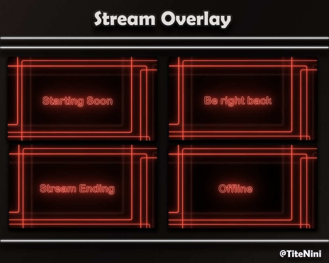 4 Stream Overlays / 3 Animated Scenes / 1 Static Scene / Red Neon ...