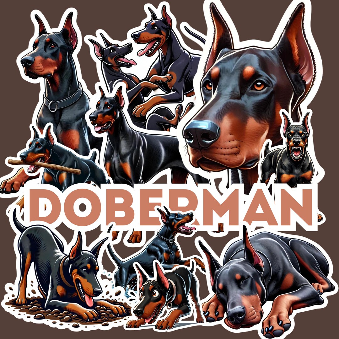 Doberman Dog Stickers Cute Doberman Pet Decals Doberman Puppy Art Dog ...