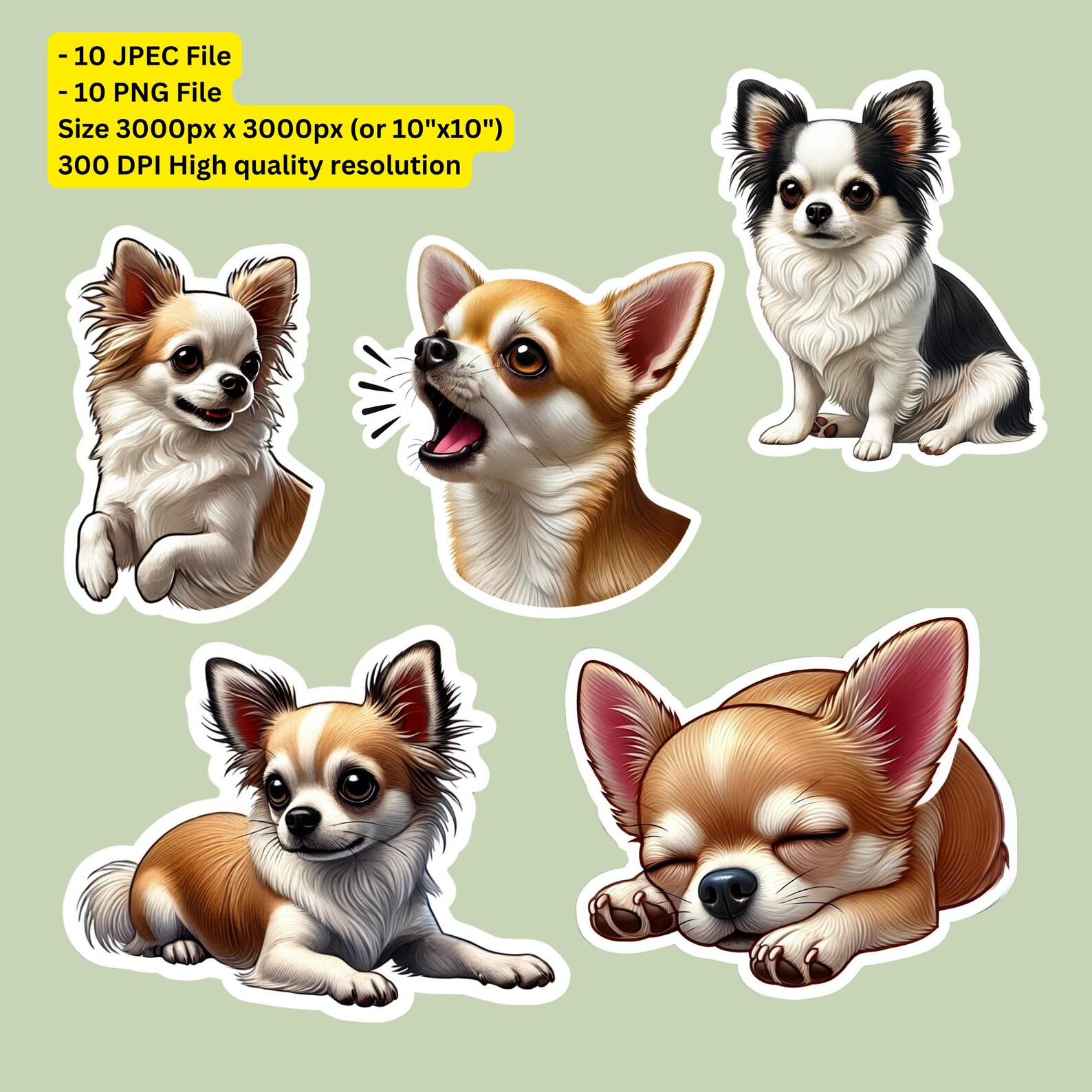 Chihuahua Dog Stickers Cute Chihuahua Pet Decals Chihuahua Puppy Art ...