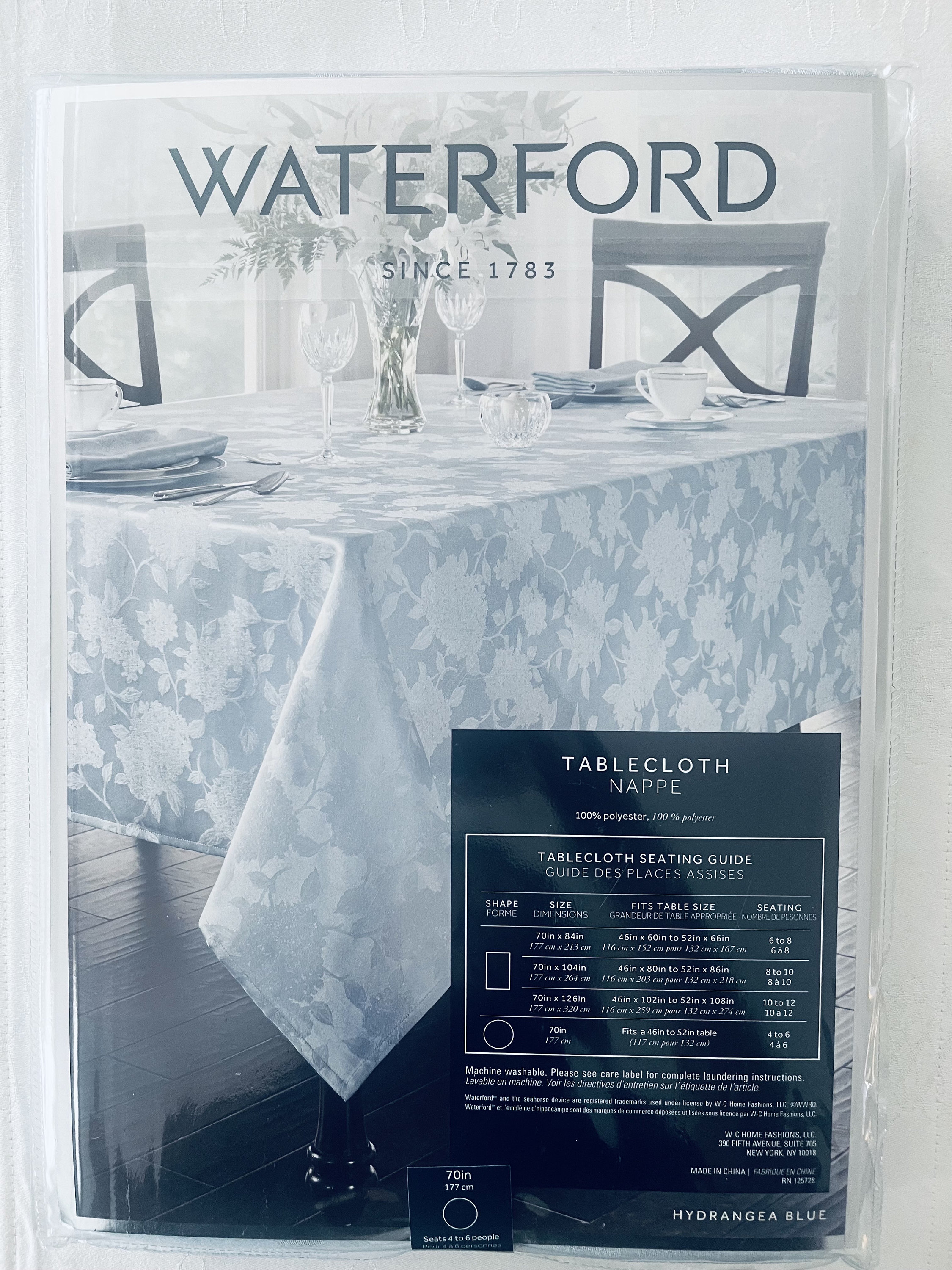 Waterford Hydrangea Blue Tablecloth Oblong & Round Classic Elegant ...