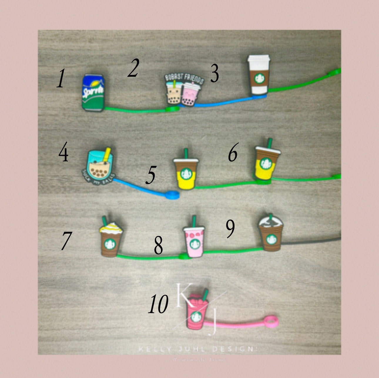 10mm Straw Topper: Starbucks, Ice Coffee, Frap, Pink Drink, Sprite ...