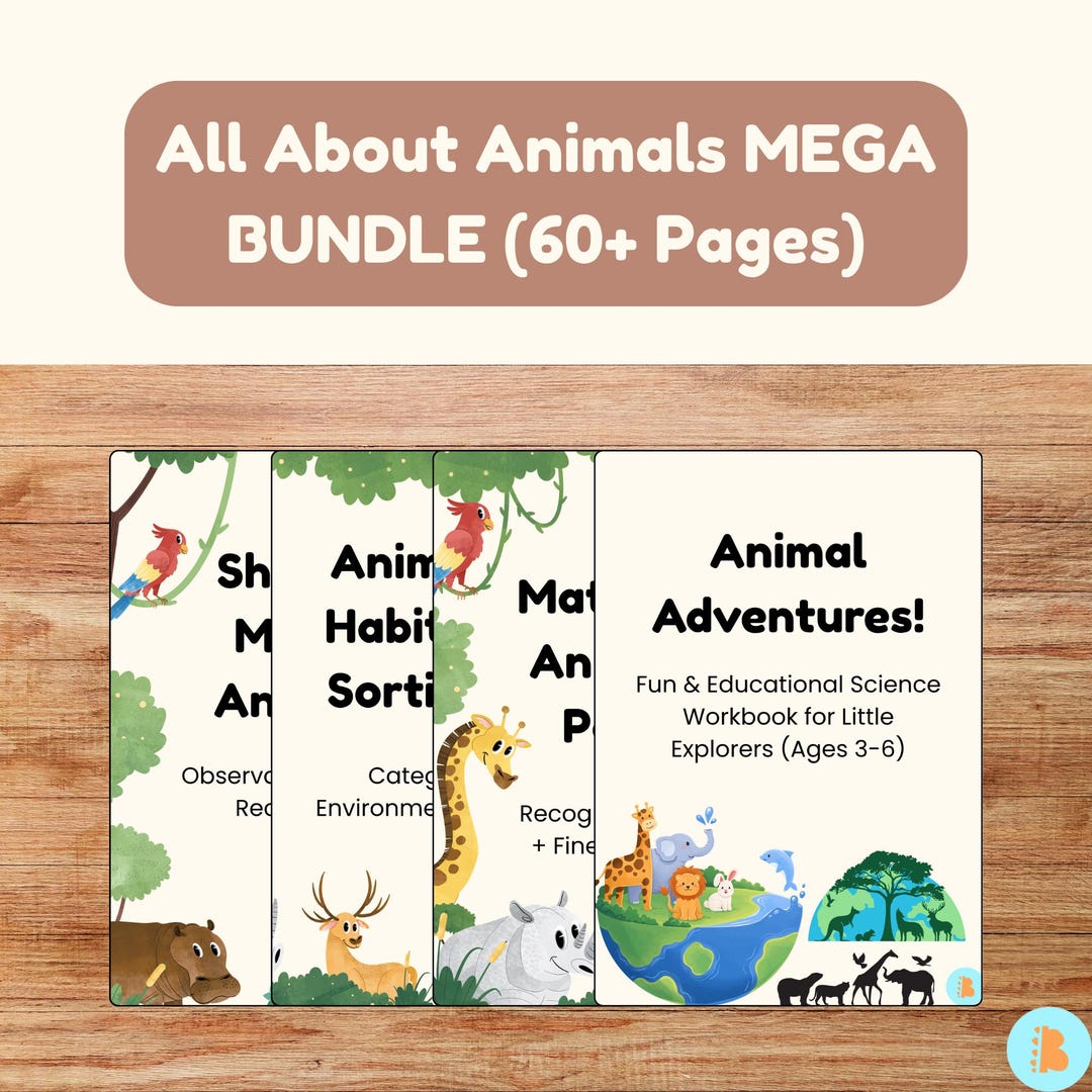 Animals Preschool Worksheets Bundle | 63-page Science & Discovery ...