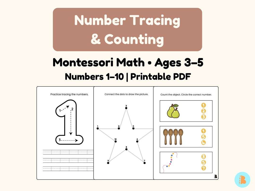Montessori Number Tracing Bundle | Preschool Math Printables (PDF) - Etsy