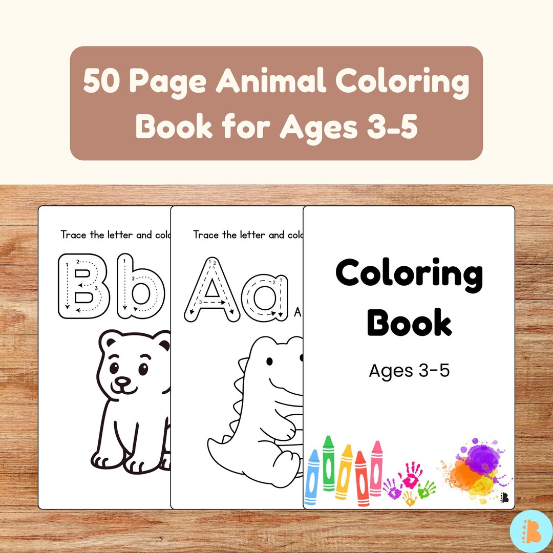 50-page Preschool Animal Coloring Book | Ages 3-5 | Alphabet, Counting ...