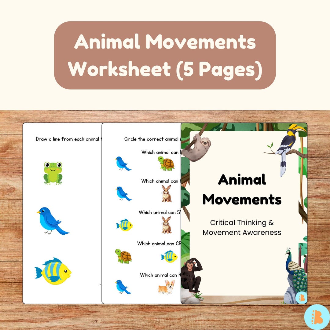 Animal Movement Worksheets | How Animals Move Printable for Preschool ...
