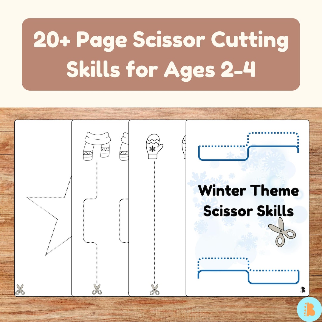 Winter Scissor Skills Worksheets for Toddlers | 21 Printable Cutting ...