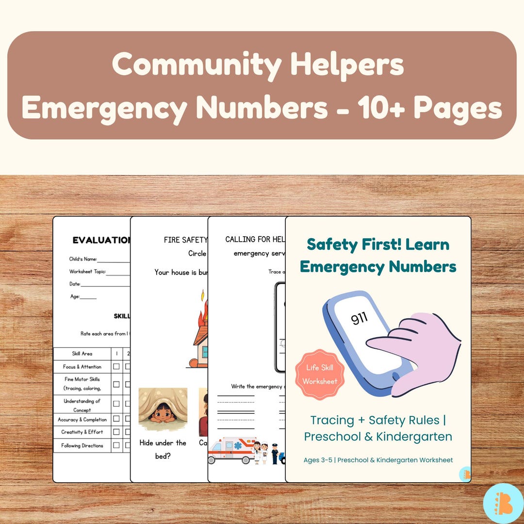 Emergency Numbers Printable Learn Worksheet | Preschool & Kindergarten ...