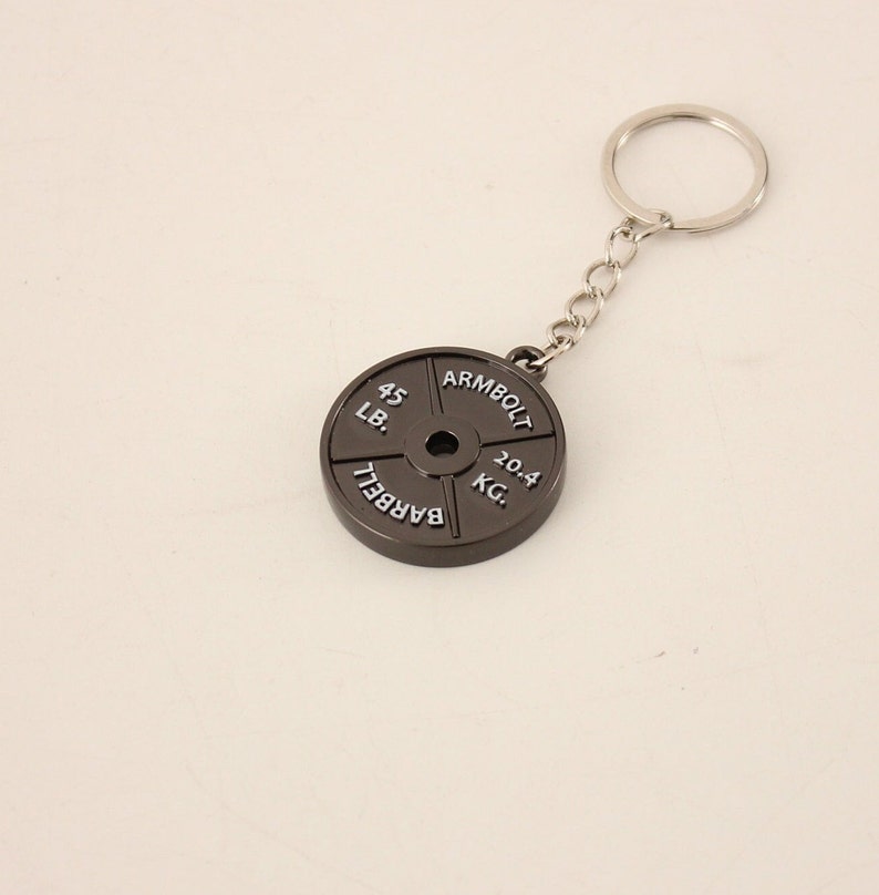 METAL Barbell Plate Keychain for Weightlifting, Gym, and Fitness Lovers ...