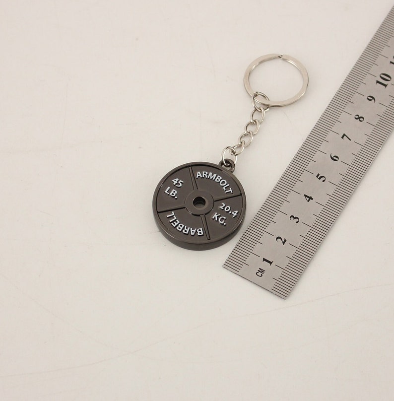 METAL Barbell Plate Keychain for Weightlifting, Gym, and Fitness Lovers ...
