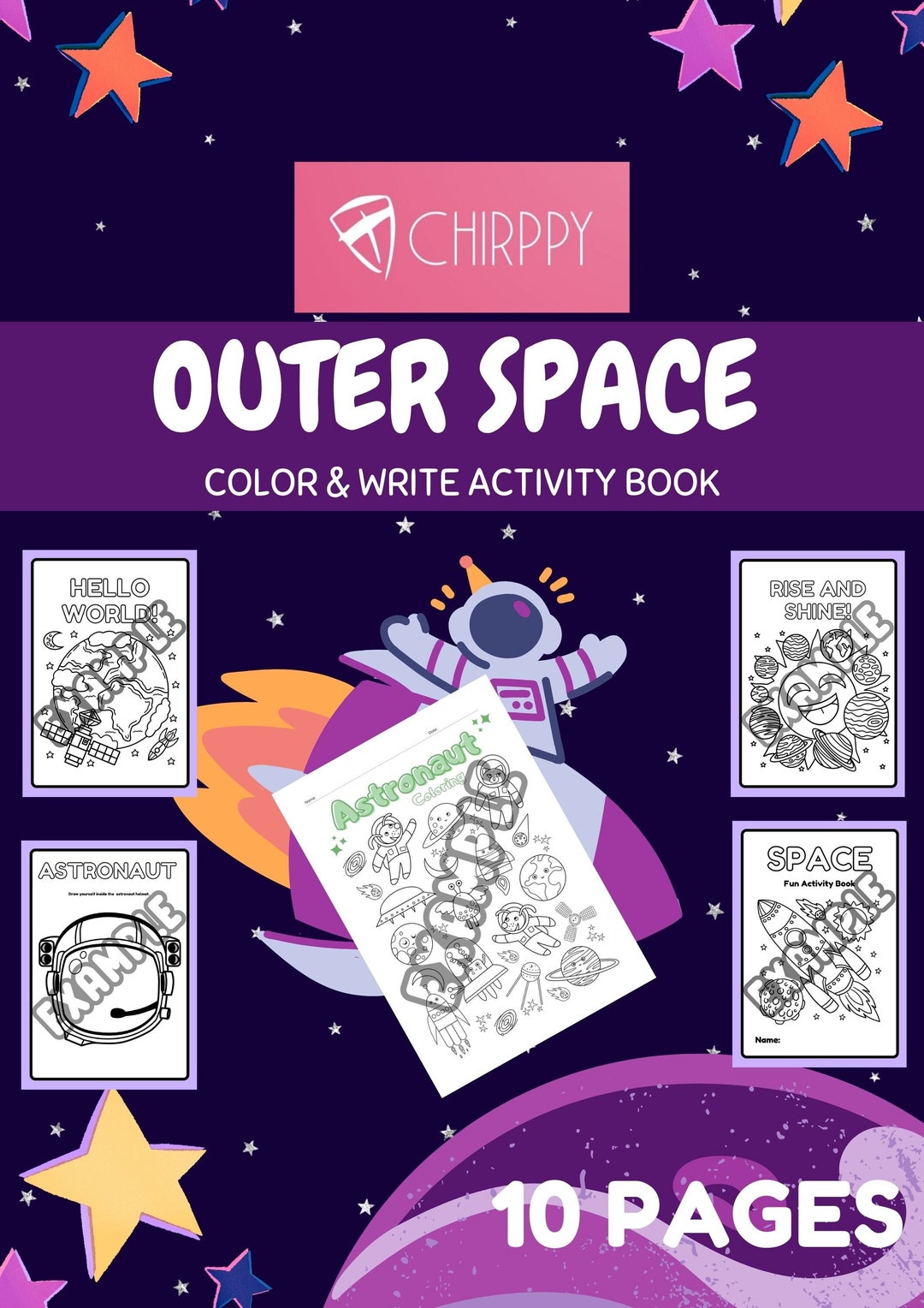 Outer Space Color/writing Book With Rockets Planets & - Etsy