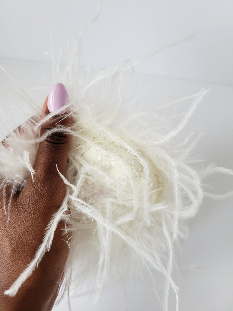 White Fluffy Real Feather Cuffs, Ostrich Feather Cuffs, 90s Style ...