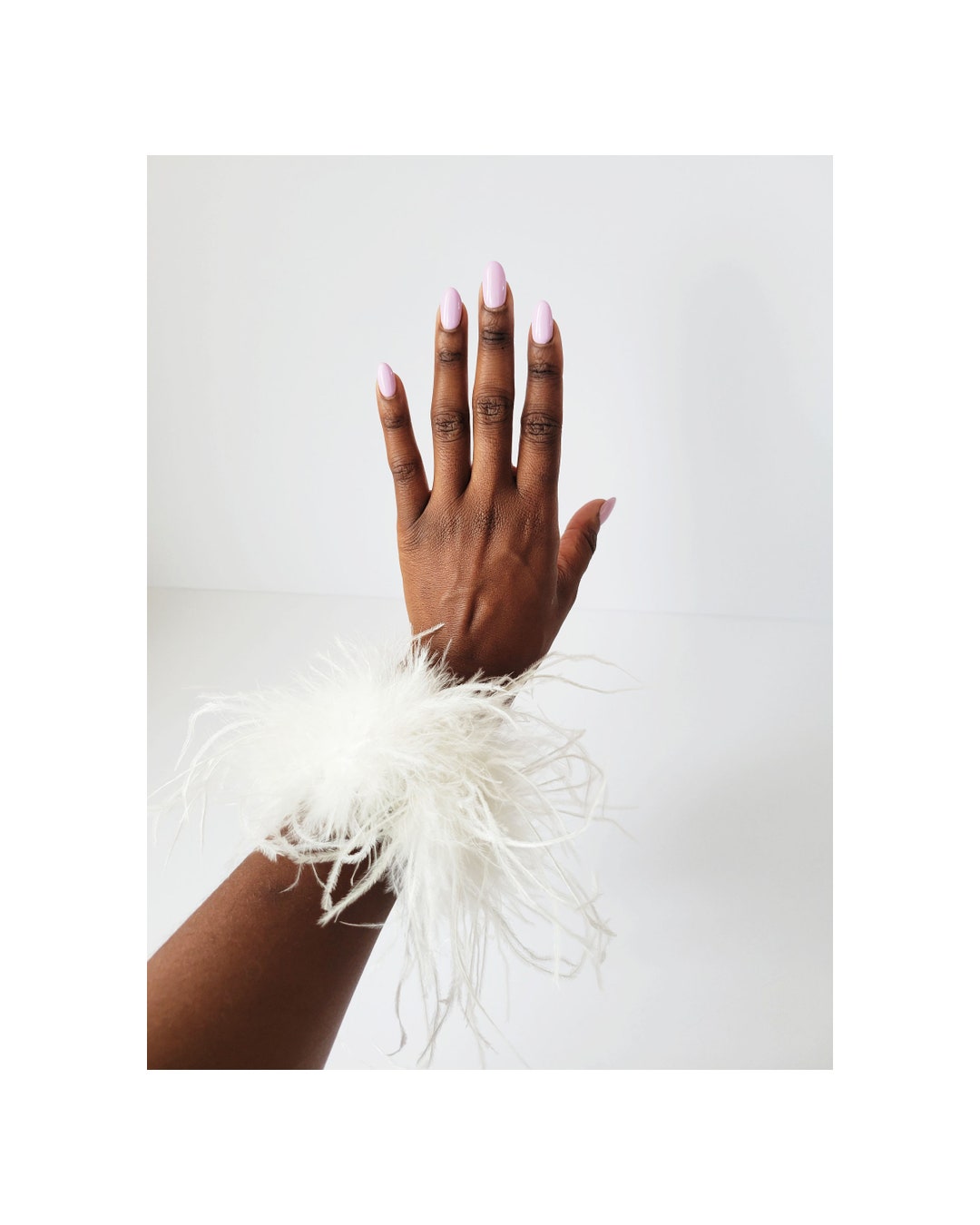 White Real Feather Cuffs, White Feather Wrist Bands, 90s Style Ostrich ...