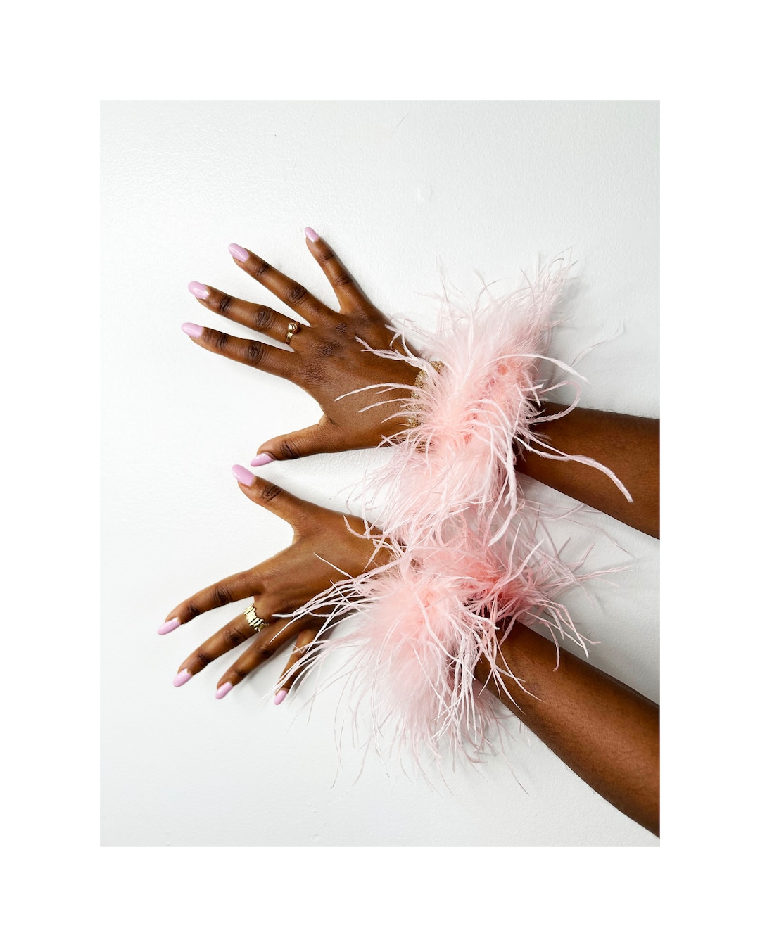 Light Pink Art Deco Feather Cuffs, Pink Great Gatsby Ostrich Feather ...