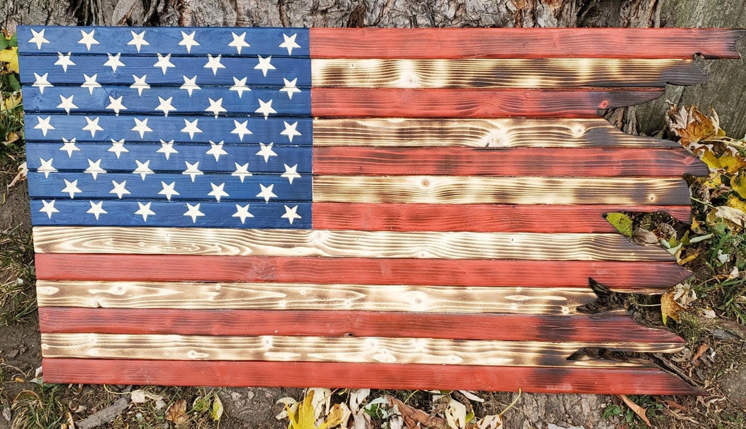 Rustic Tattered American Flag - Etsy