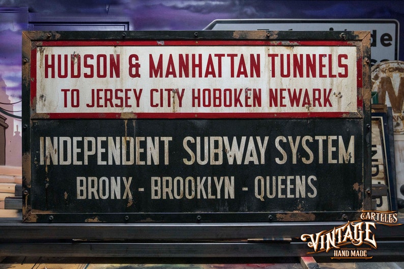 New York Subway Sign 1980 Hudson & Manhattan Hand Made 122x65x2cm - Etsy