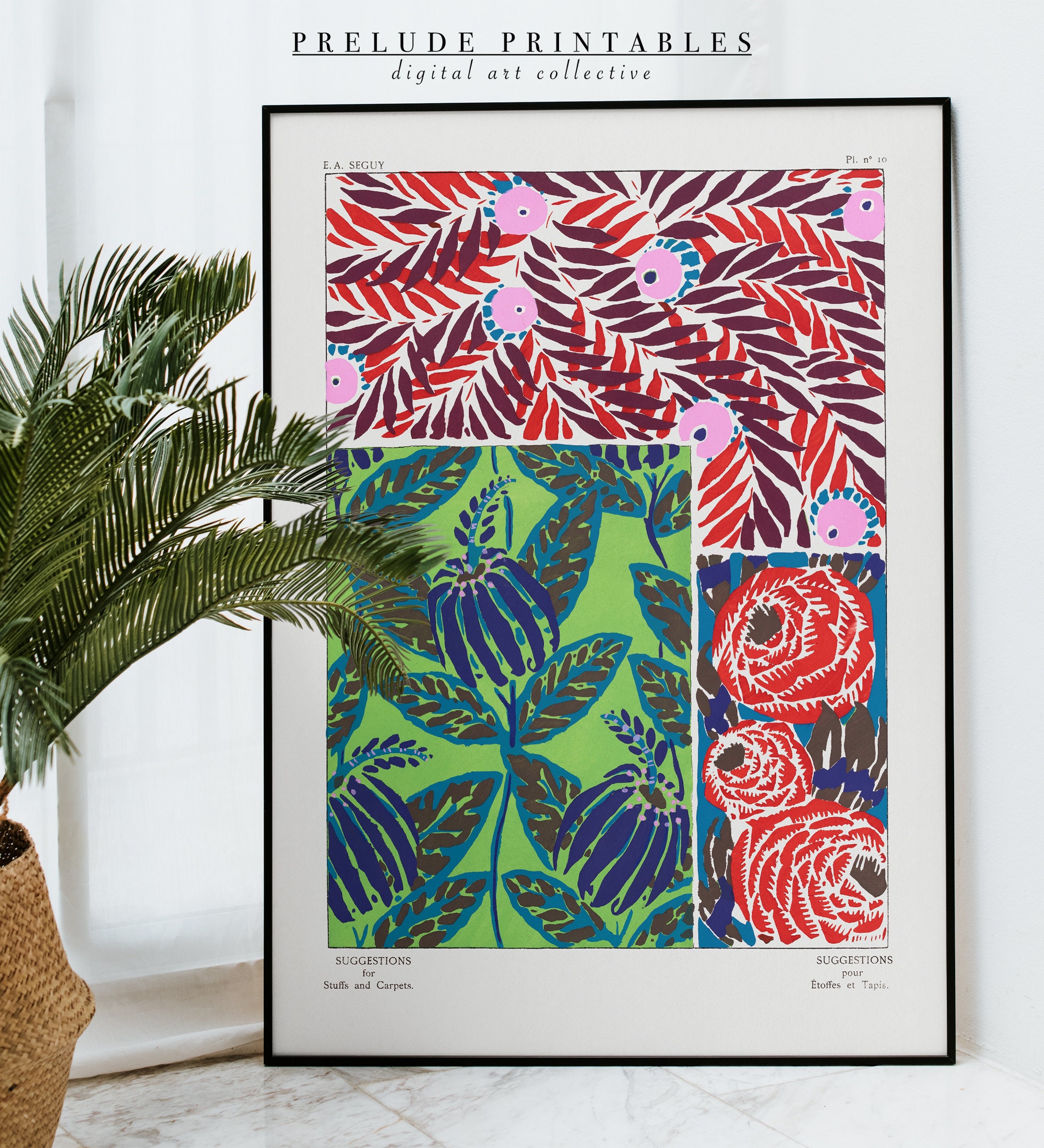 Printable Wall Art Nouveau Vintage Poster Art Deco Floral Patterns ...