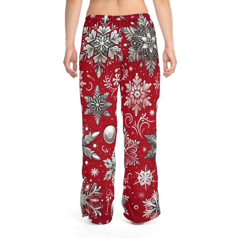 Red Christmas Pajama Pants 'snowflake Serenade' Pattern Custom Comfort ...