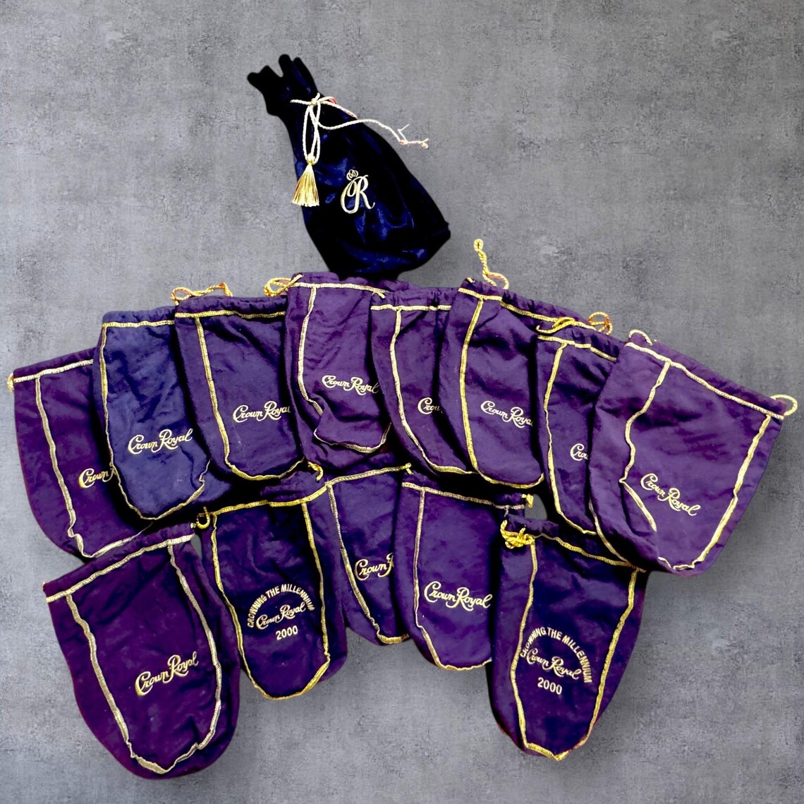 Vintage Crown Royal Bags With Velvet Bag and 2 Millennium Bags - Etsy